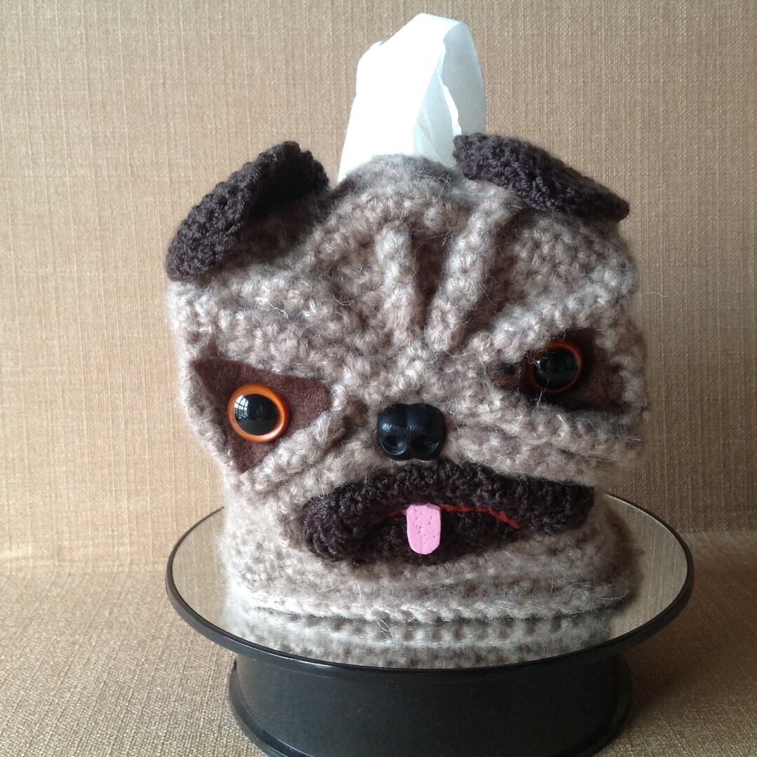 Pug Amigurumi Crochet Tissue Box Cover - Etsy