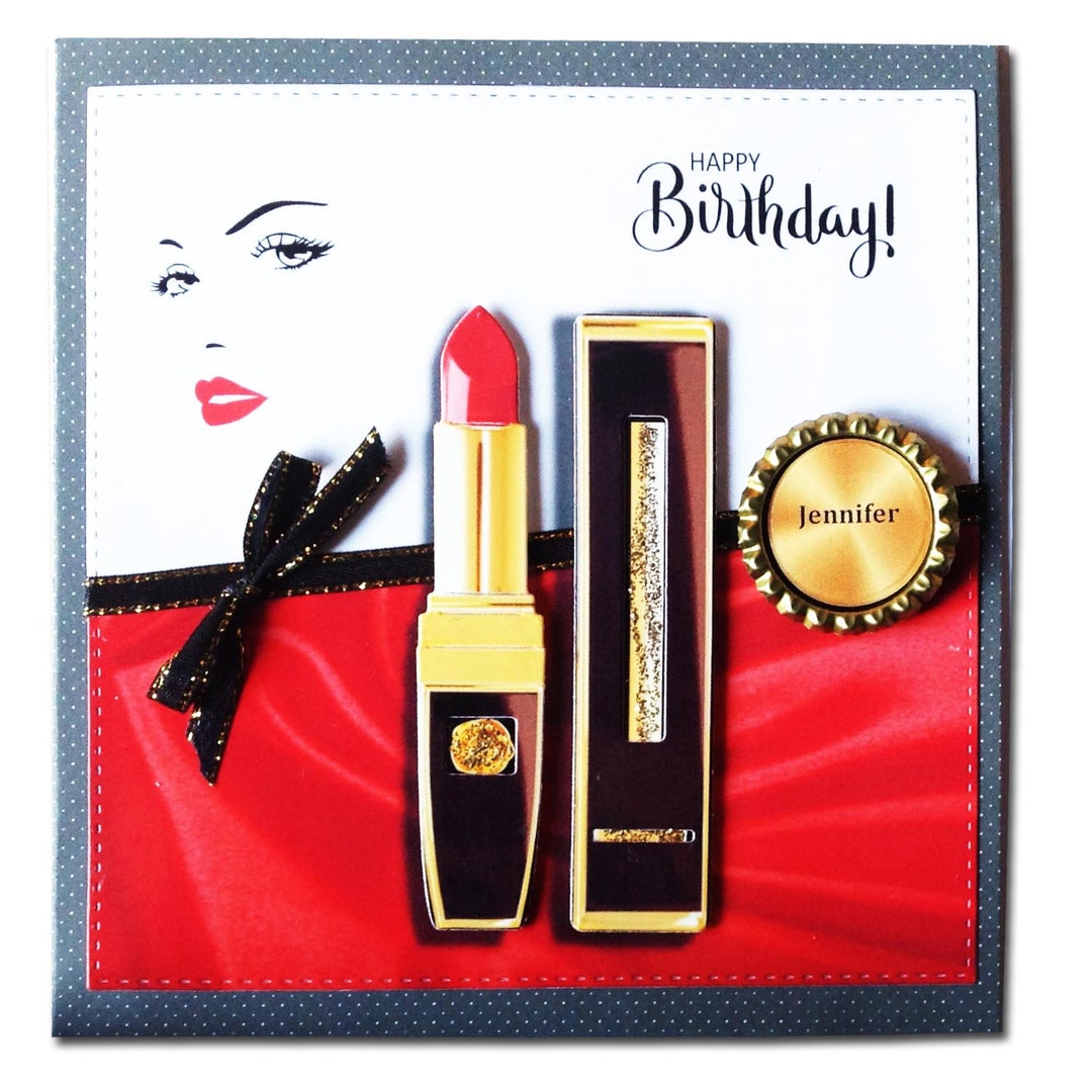 Personalised 3D Lipstick Makeup Card - Etsy