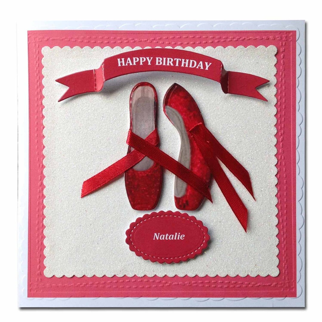 Personalized Ballet Shoes Birthday Card - Red Glitter Pointe - Etsy