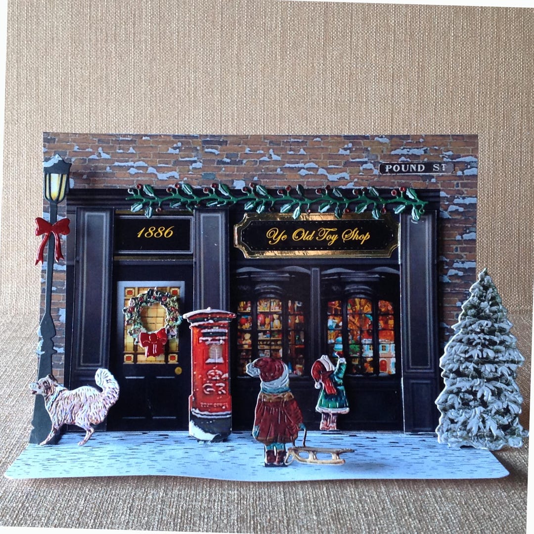 Victorian-dickensian Old Toy Shop Scene Christmas Card - Pop up Xmas ...
