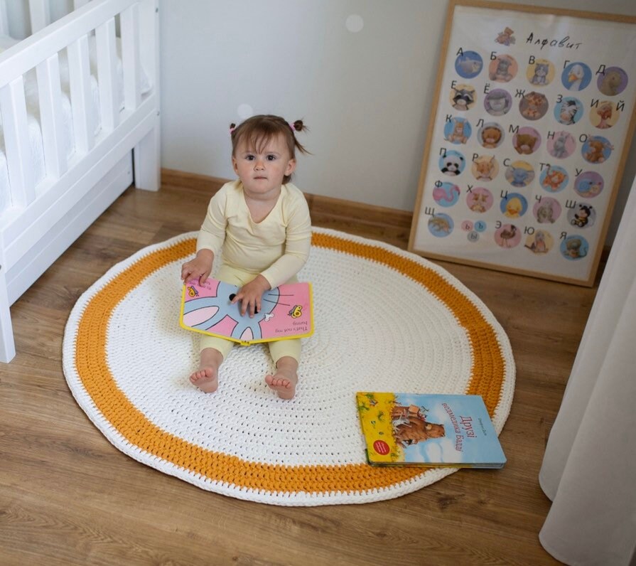 Mustard Rug Round Rug Bedside Rug Nursery Rug - Etsy