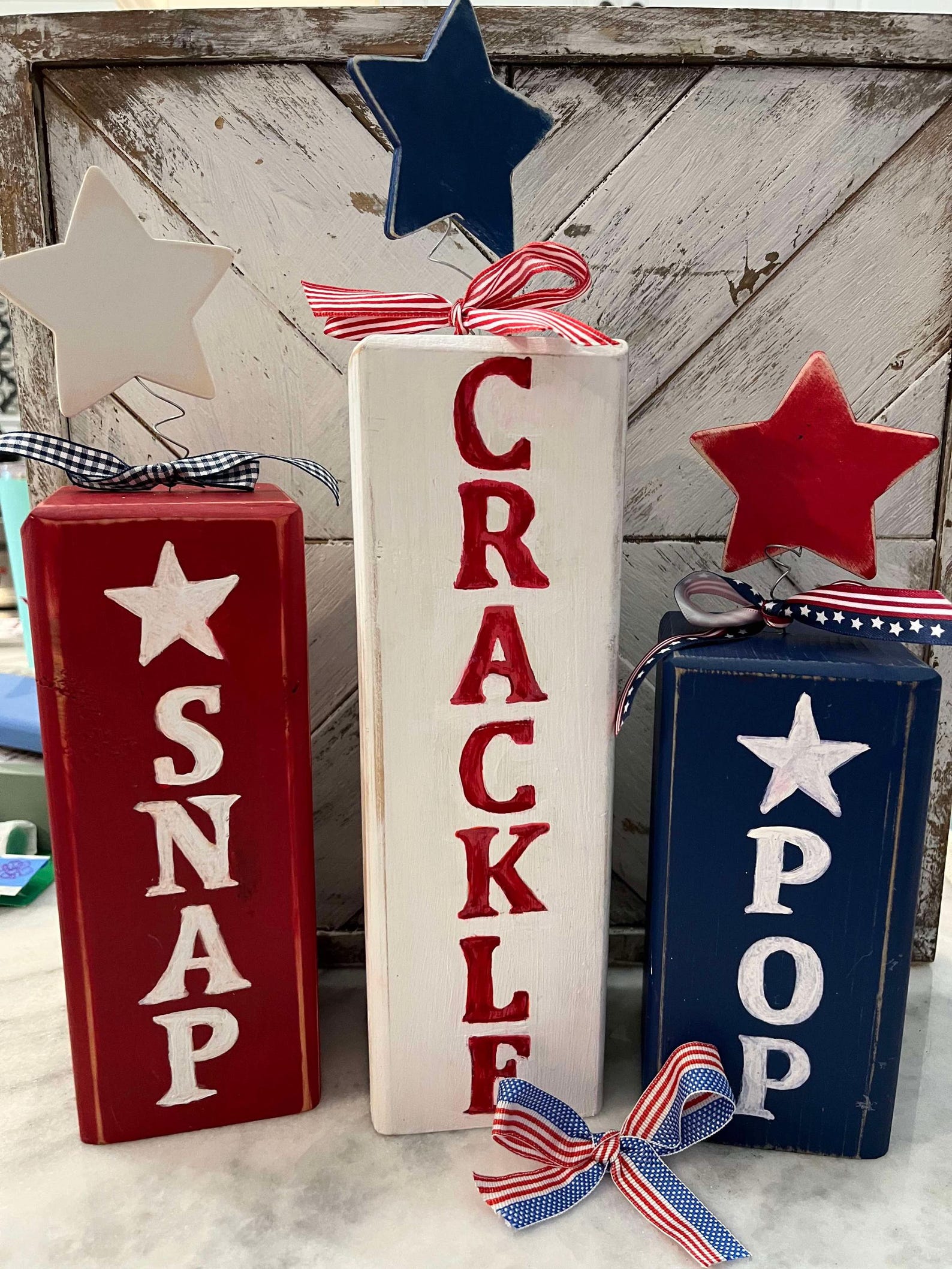Red White Blue Blocks Set of Three - Etsy