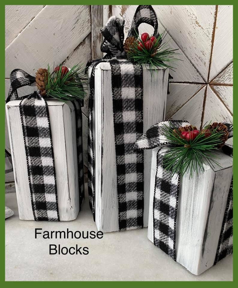 Set of Three Farmhouse Winter Blocks - Etsy
