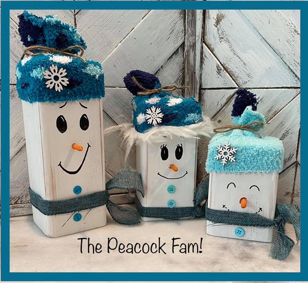 Wood Block Snow-people Choice of Hat Colors Set of 3 - Etsy