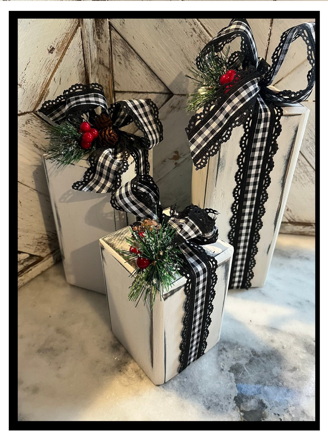 Set of Three Farmhouse Winter Blocks - Etsy