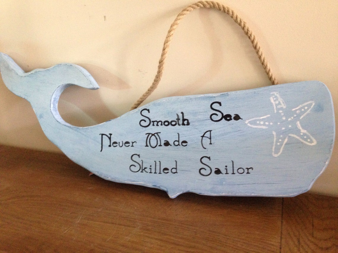 Painted Wooden Whale Sign With Quote Beach Cottage Shabby - Etsy