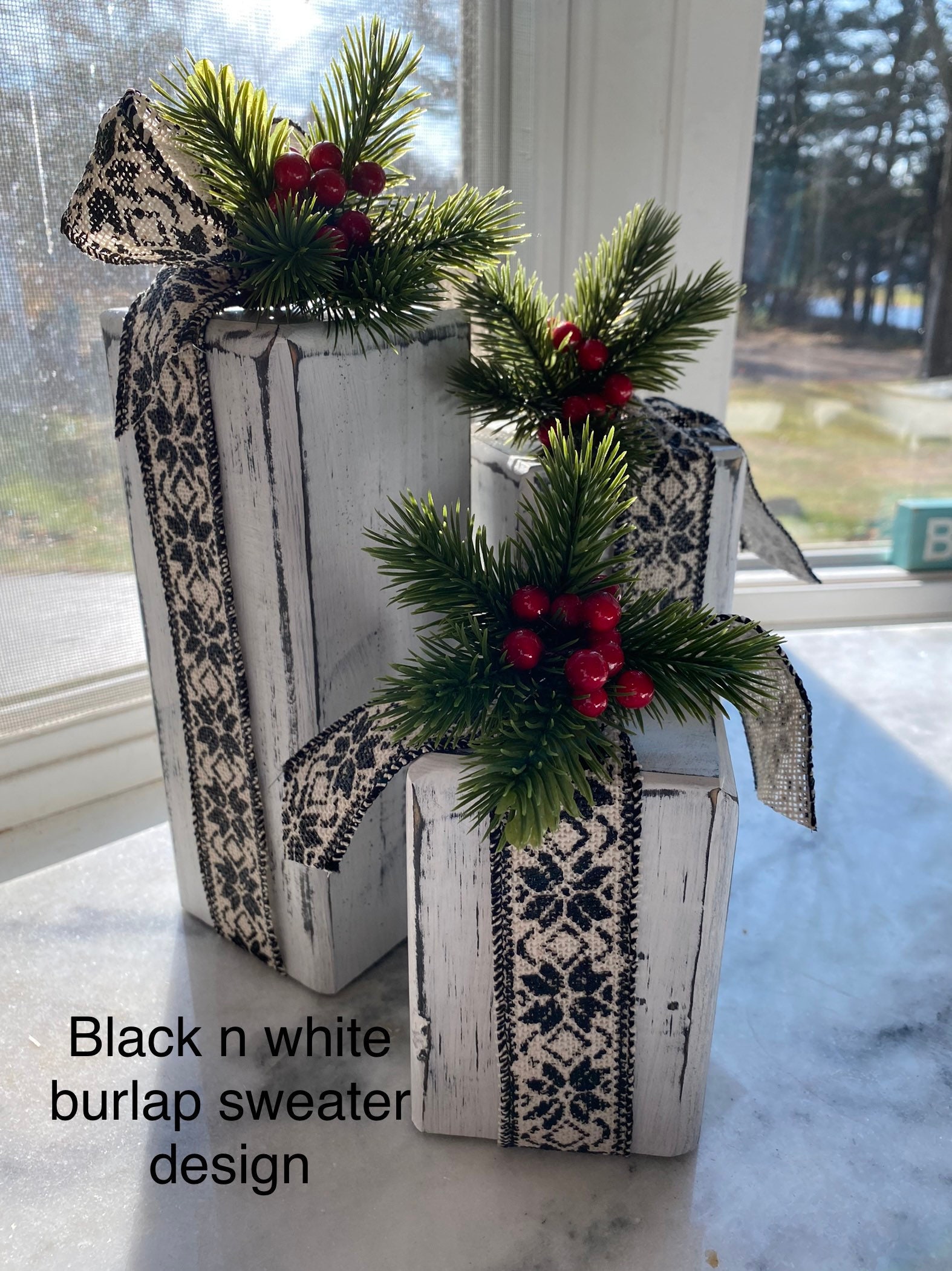 Set of Three Farmhouse Winter Blocks - Etsy