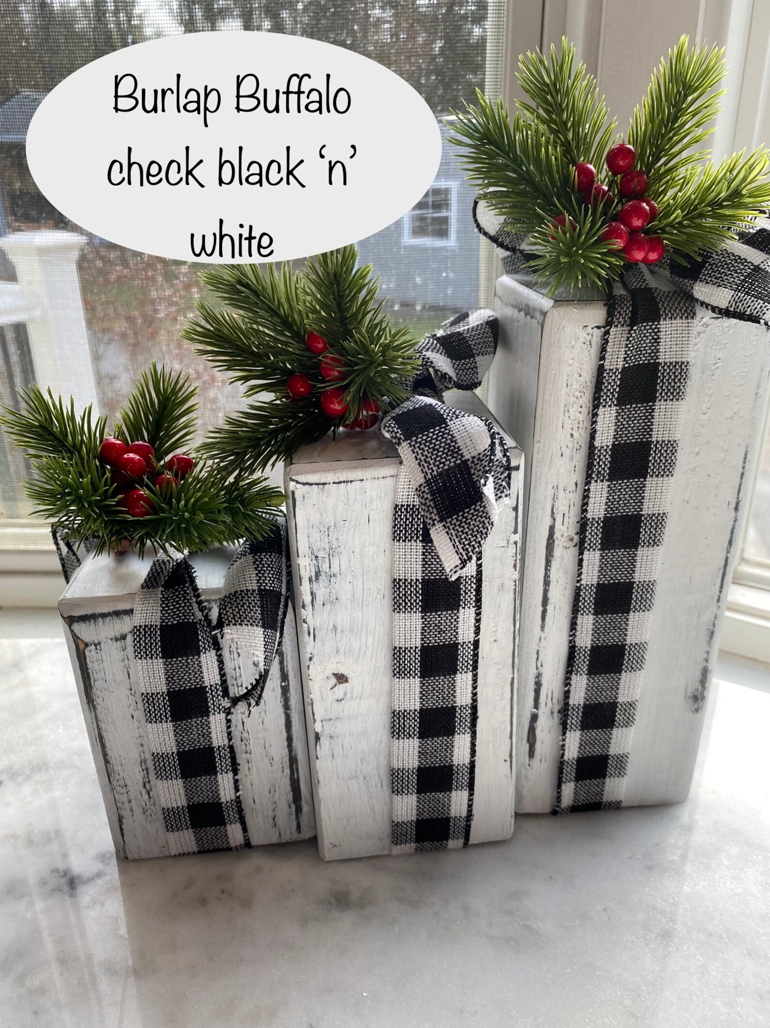 Set of Three Farmhouse Winter Blocks - Etsy