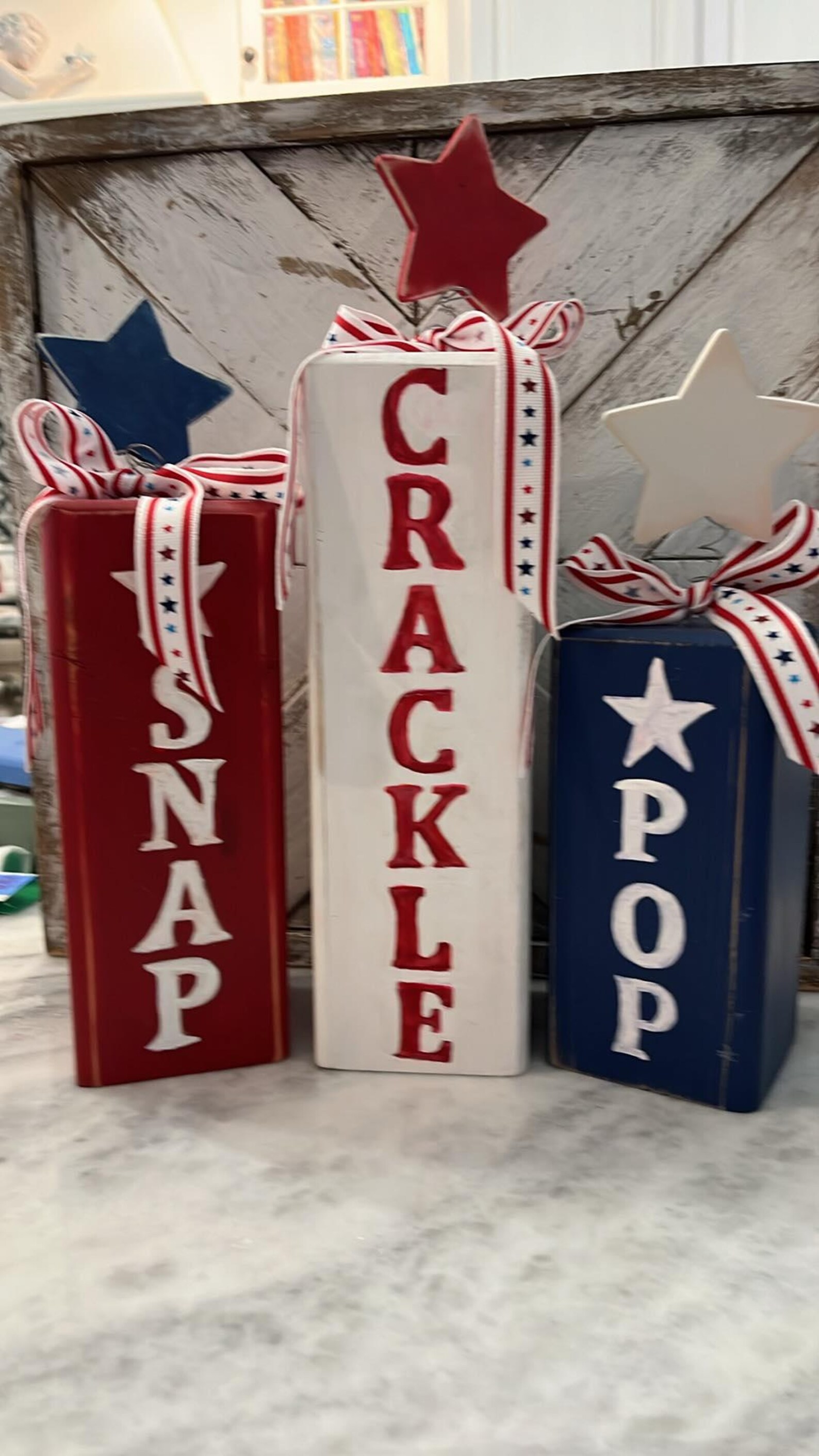 Red White Blue Blocks Set of Three - Etsy