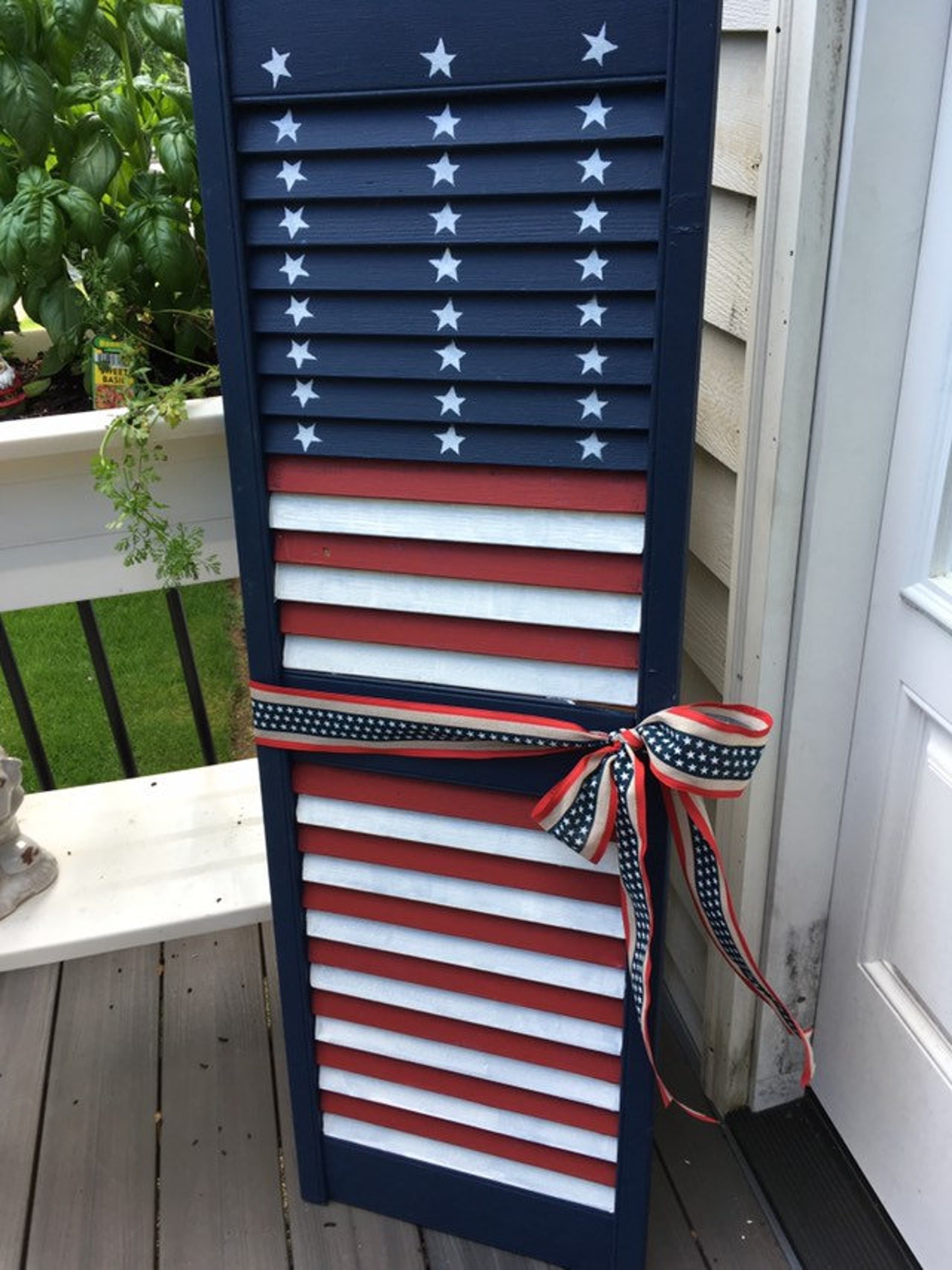 Patriotic Wood Shutter for Memorial Day /july 4th Painted/ Repurposed ...