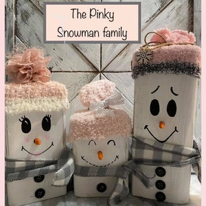 Wood Block Snow-people Choice of Hat Colors Set of 3 - Etsy