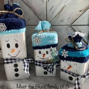 Wood Block Snow-people Choice of Hat Colors Set of 3 - Etsy