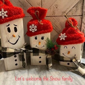 Wood Block Snow-people Choice of Hat Colors Set of 3 - Etsy