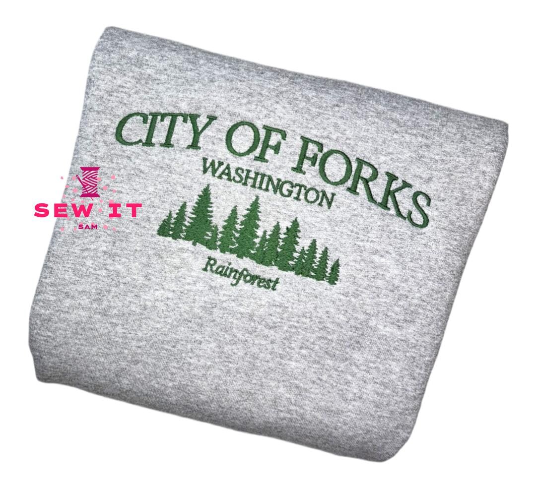 Embroidered Forks, Washington, State, Crewneck, Tshirt, Top - Etsy