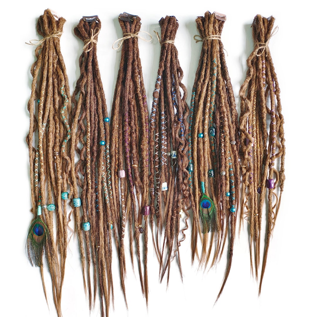 Clip in Dreadlocks Set 3-5 Clips 21-27 Inches Long reddish Brown Shades ...