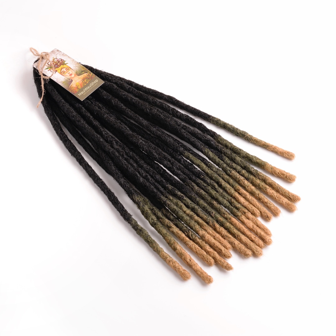 Golden Olive Ombré Dreadlocks With Blunt Ends, Crocheted With a Hook ...