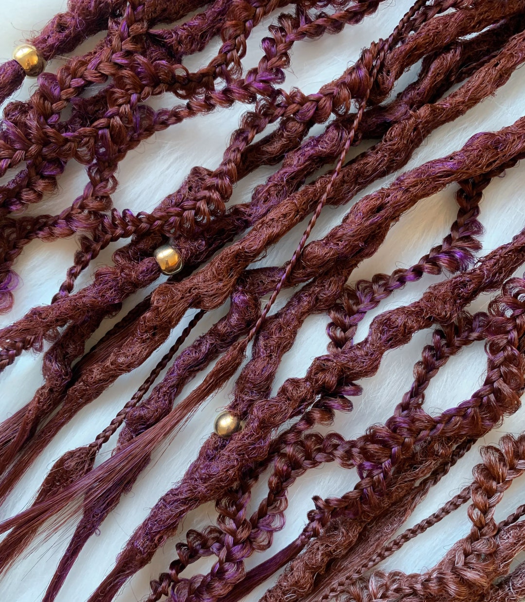 Dreaded Hair String With Burgundy Pink or Purple Braids and Dreads ...