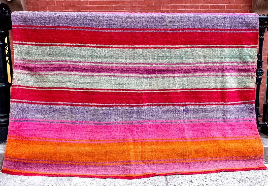Handwoven Peruvian Wool Frazada Blanket: Andean Rug Decor (64” X 57 ...