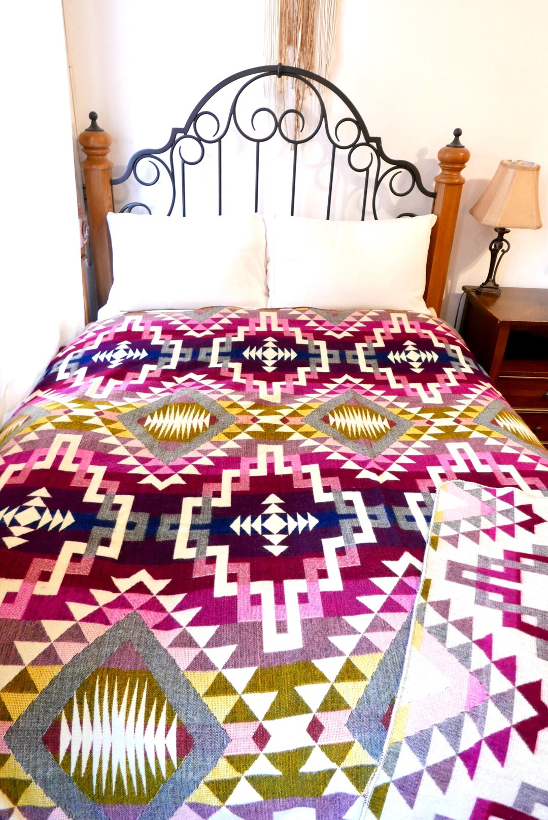 Andean / Alpaca Wool / Reversible Blanket / Handmade / Ecuadorian Andes ...