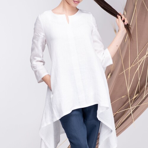 Linen Tops for Women Half Sleeves Tunic Top Loose Soft Linen - Etsy
