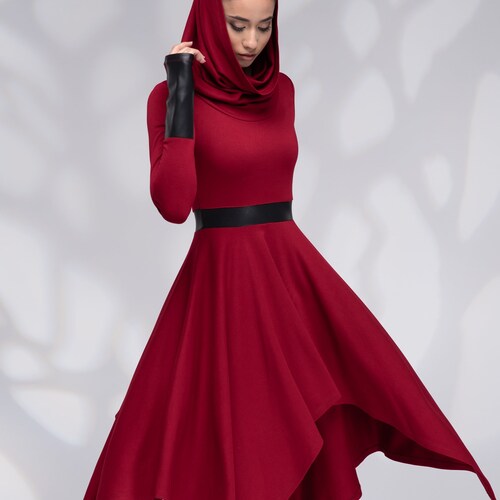 Winter Mini Hooded Dress Sexy Sweater Dress With Cowl Hood - Etsy