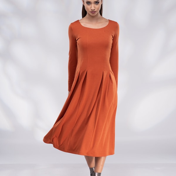 Burnt Orange Dress - Etsy UK