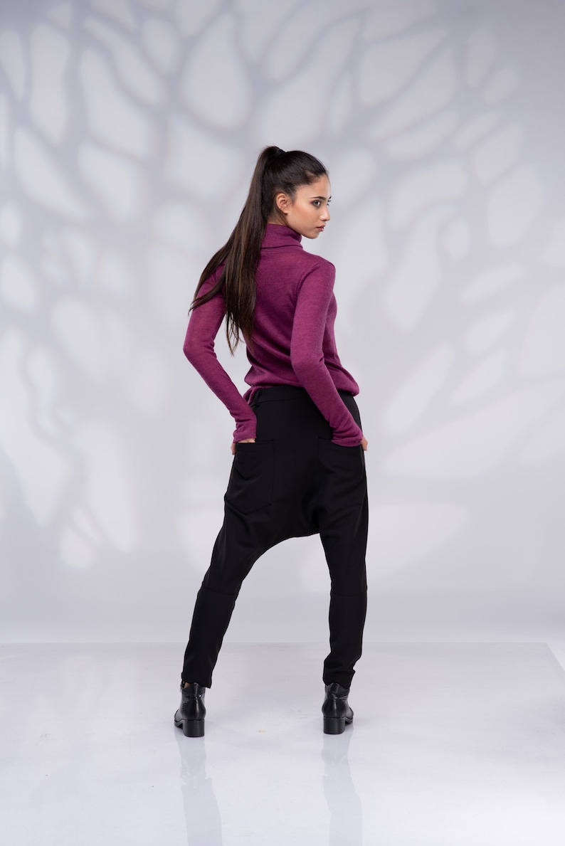 Womens Turtleneck, Purple Fitted Top With Thumb Holes - Etsy