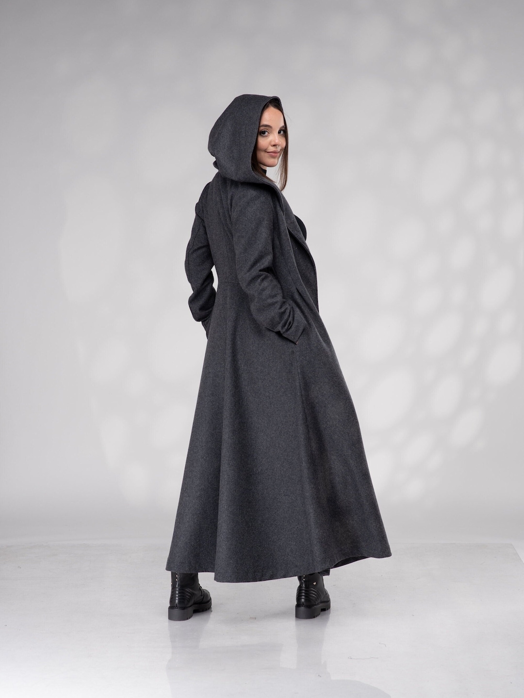 Hooded Wool Princess Coat Fit and Flare, Long Winter Coat Women - Etsy