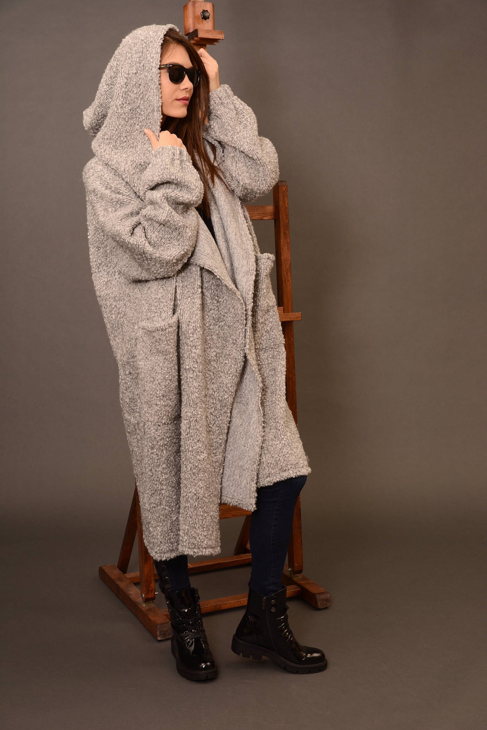 Wool Coat Cardigan Hooded Coat Cardigan Winter Coat - Etsy