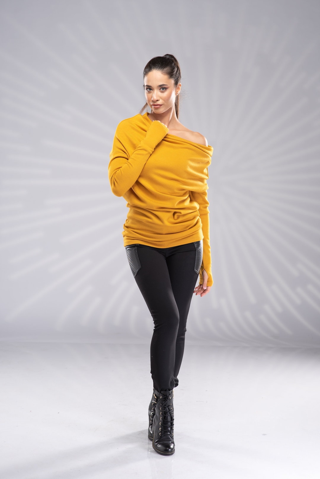 Off Shoulder Sweater, Sweaters for Women, Blouses Woman, Mustard Top ...