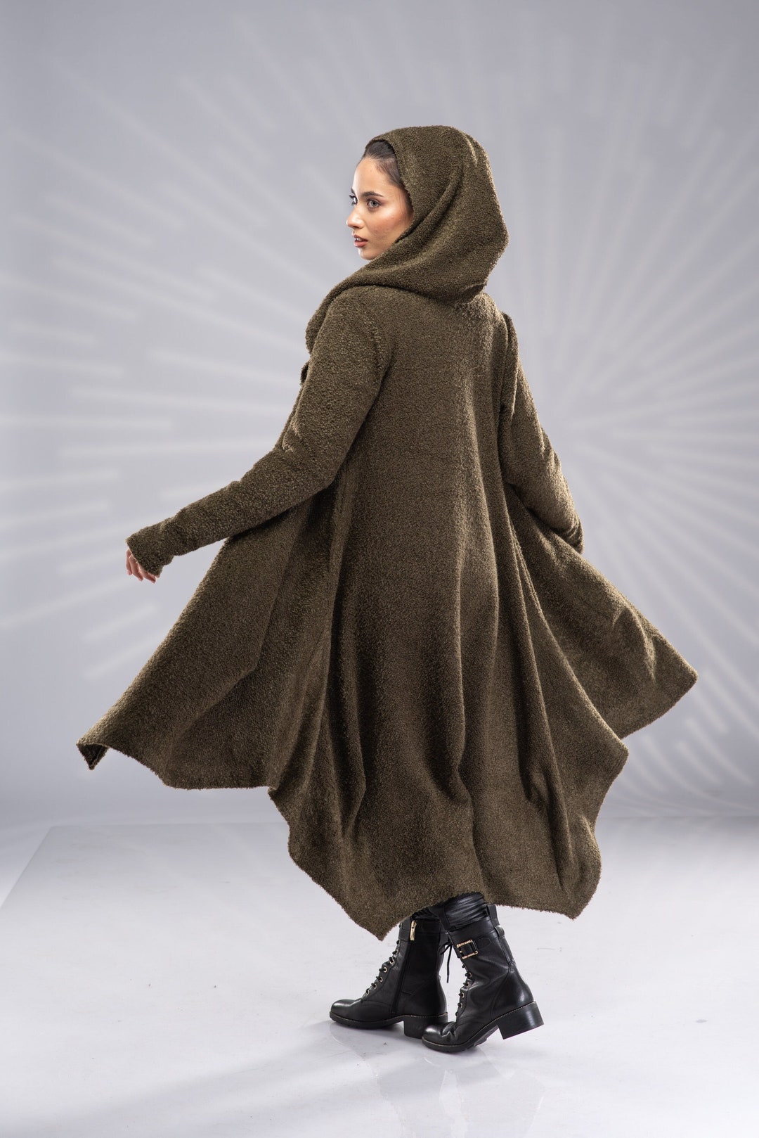 Long Cloak With Hood, Hooded Cardigan Women, Sweater Cardigan, Maxi ...