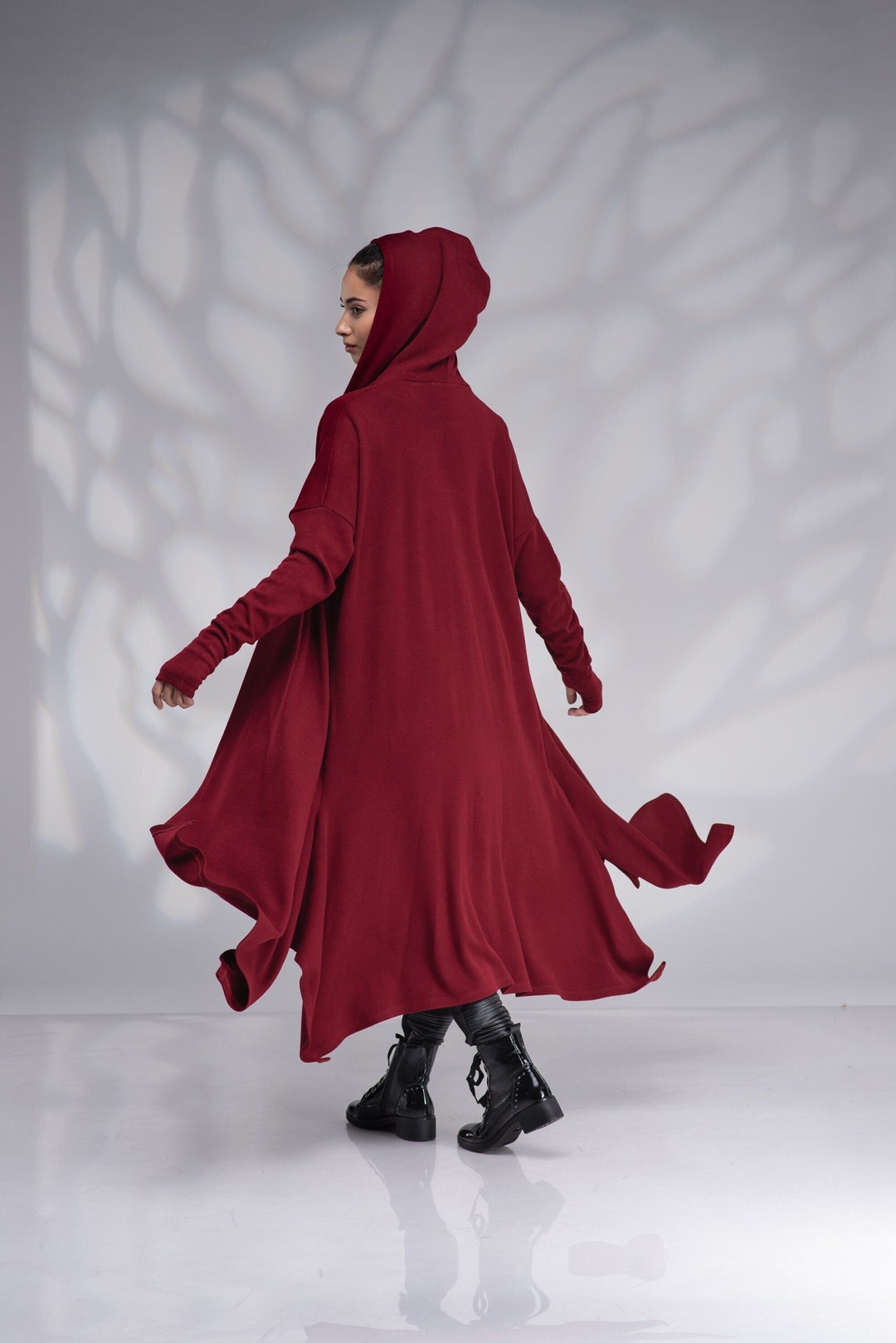 Hooded Wool Cloak, Oversize Jacket Hood, Hooded Cape, Knit Cardigan ...