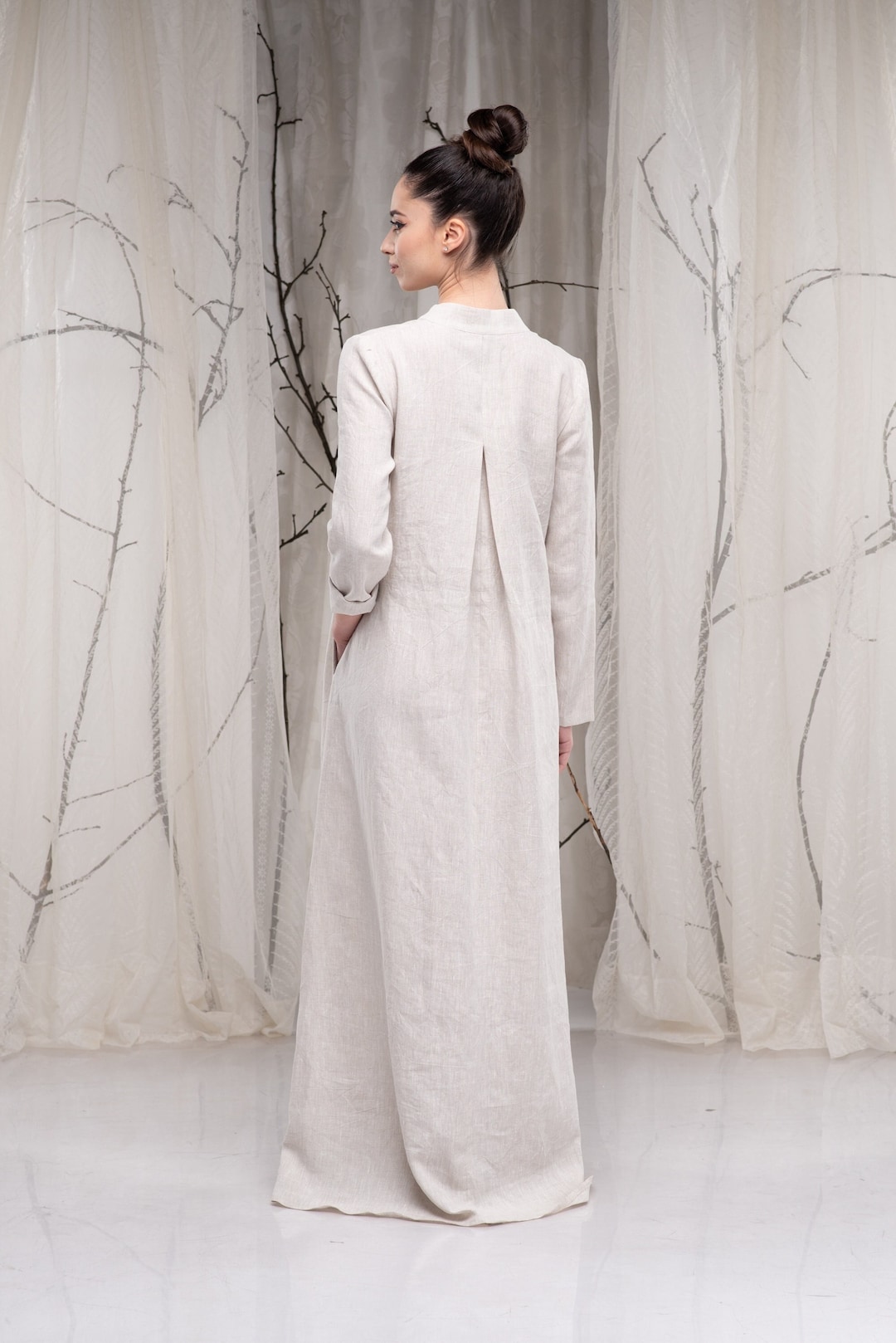 Caftan en lin femme, robe longue en lin, robe longue en lin femme ...