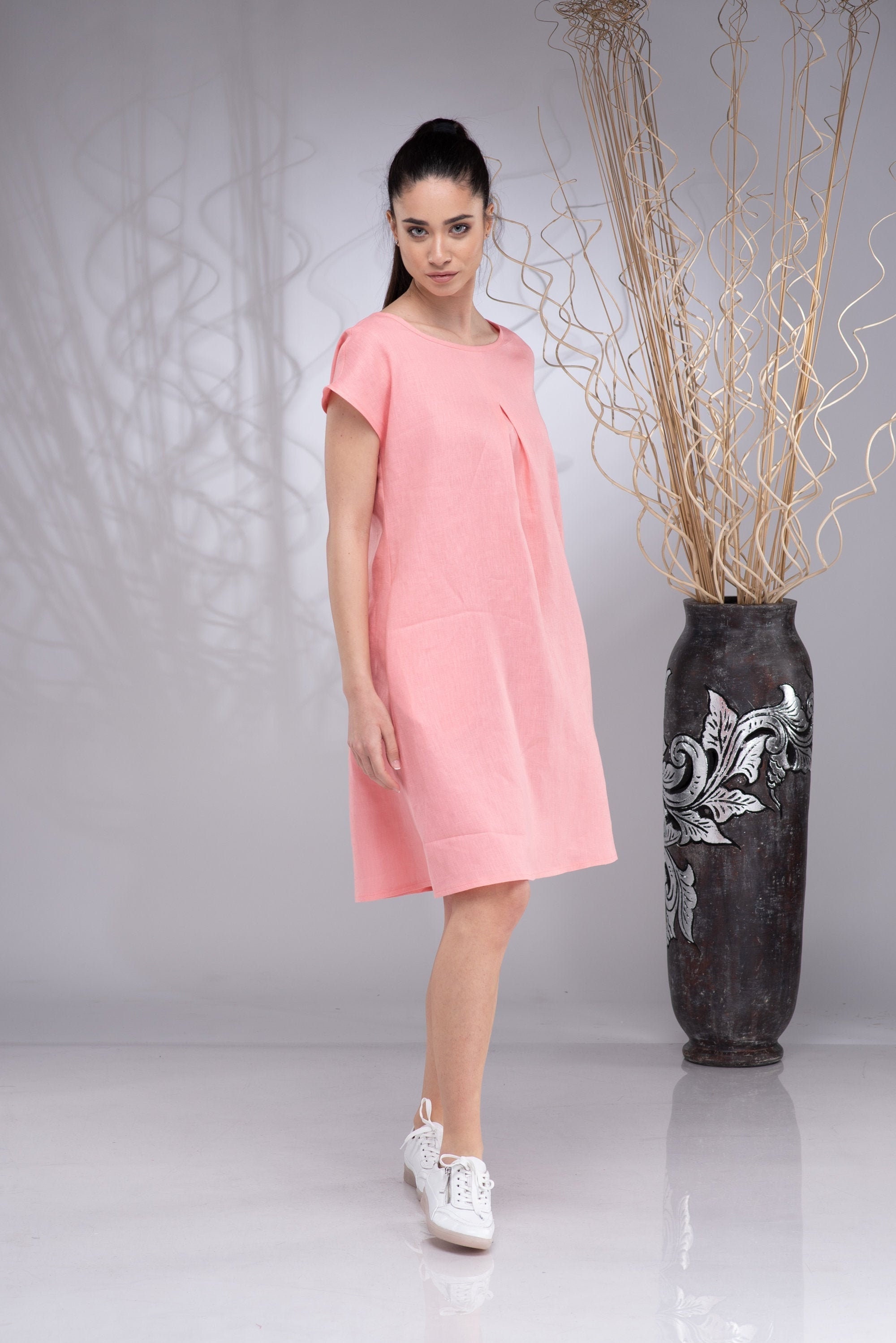 Short Linen Dress Women Linen Tunic Dress Knee-length Linen - Etsy