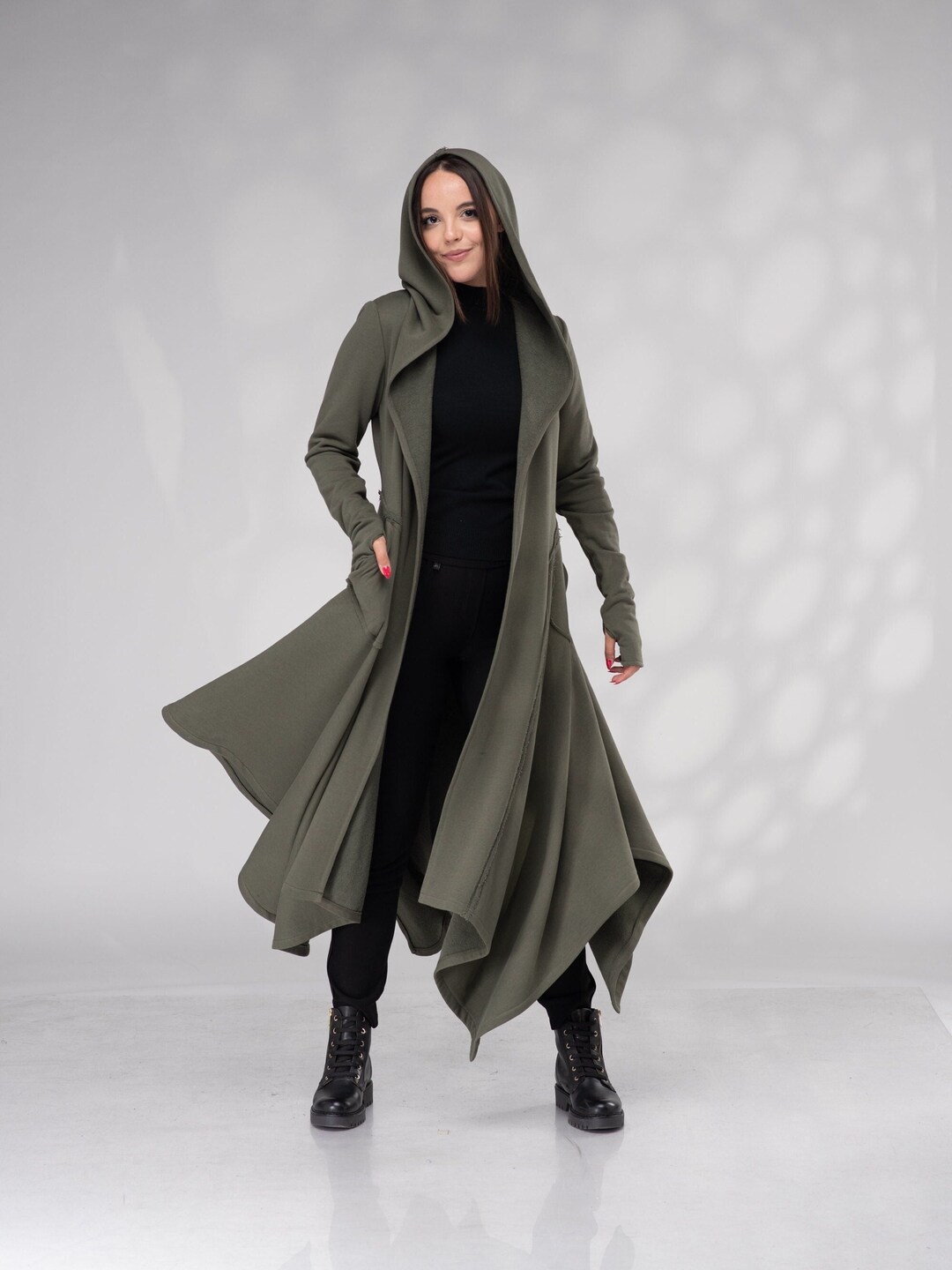 Which Hooded Cloak, Long Cardigan Women, Cotton Asymmetrical Jacket ...