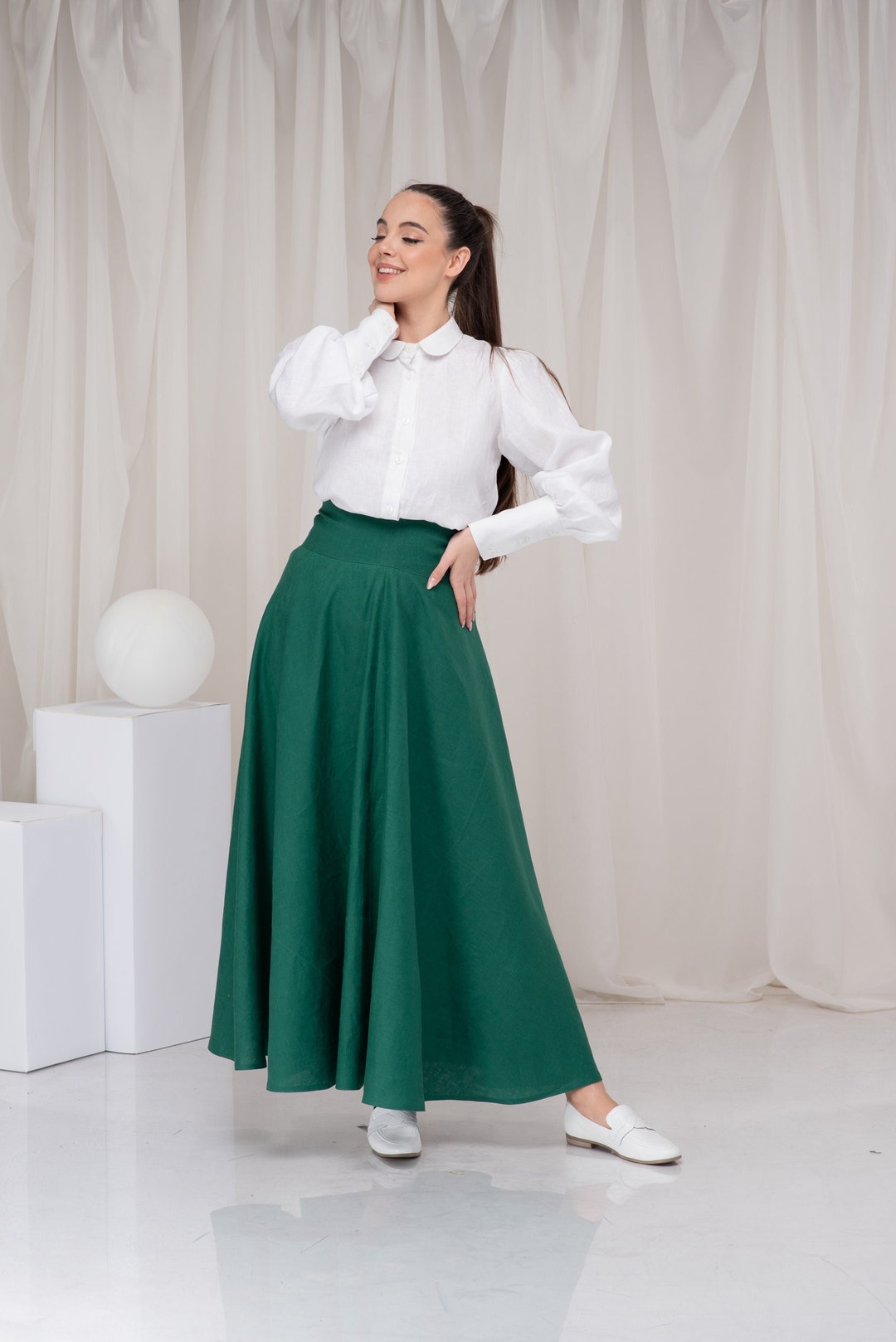 White Linen Edwardian Blouse, Linen Shirt Victorian, Bishop Sleeve ...