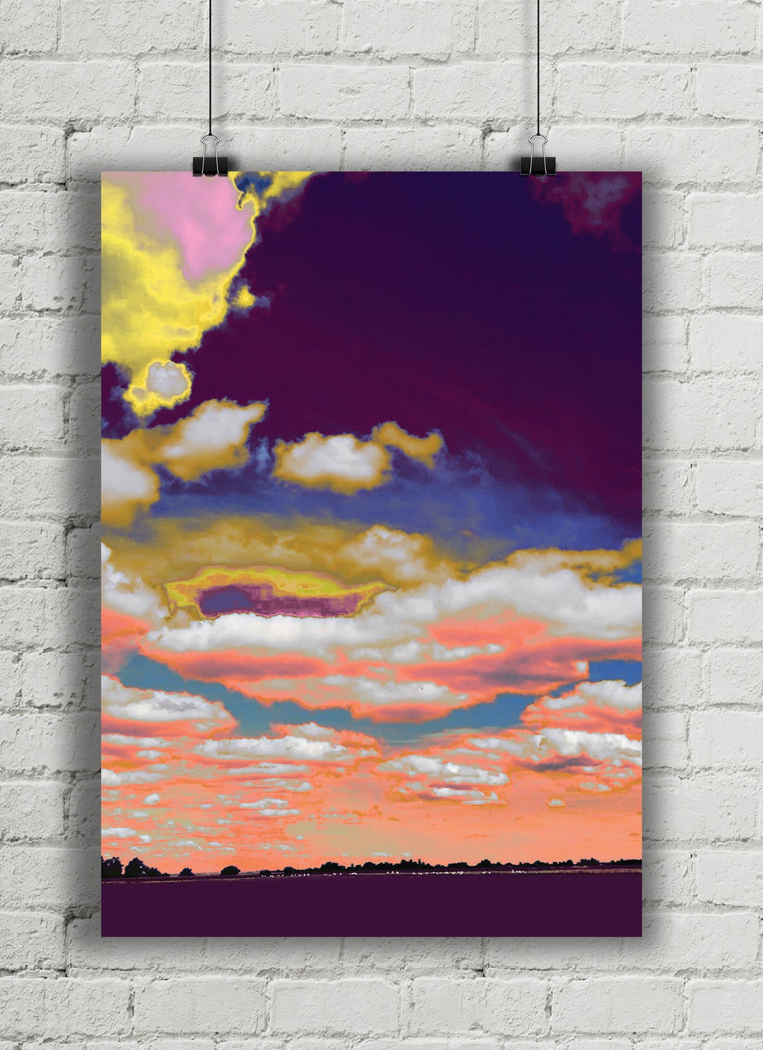 Landscape, Clouds, Art Print, Big Sky, Colourful, the Fens ...