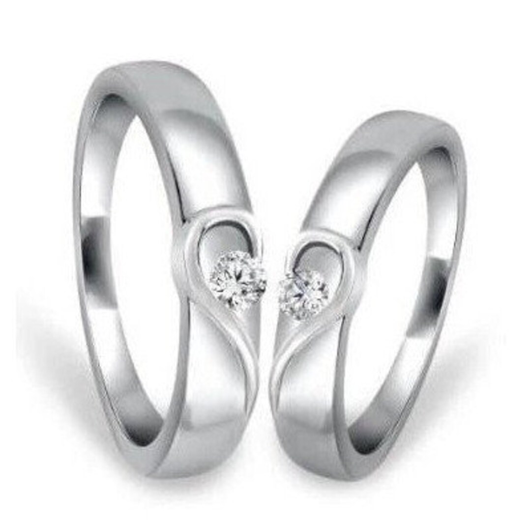 Platinum Couple Rings With Complementary Hearts SJ PTO 243 - Etsy