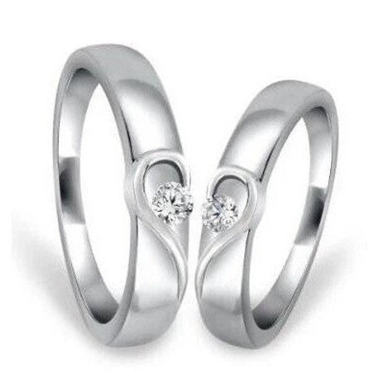 Platinum Couple Rings With Complementary Hearts SJ PTO 243 - Etsy