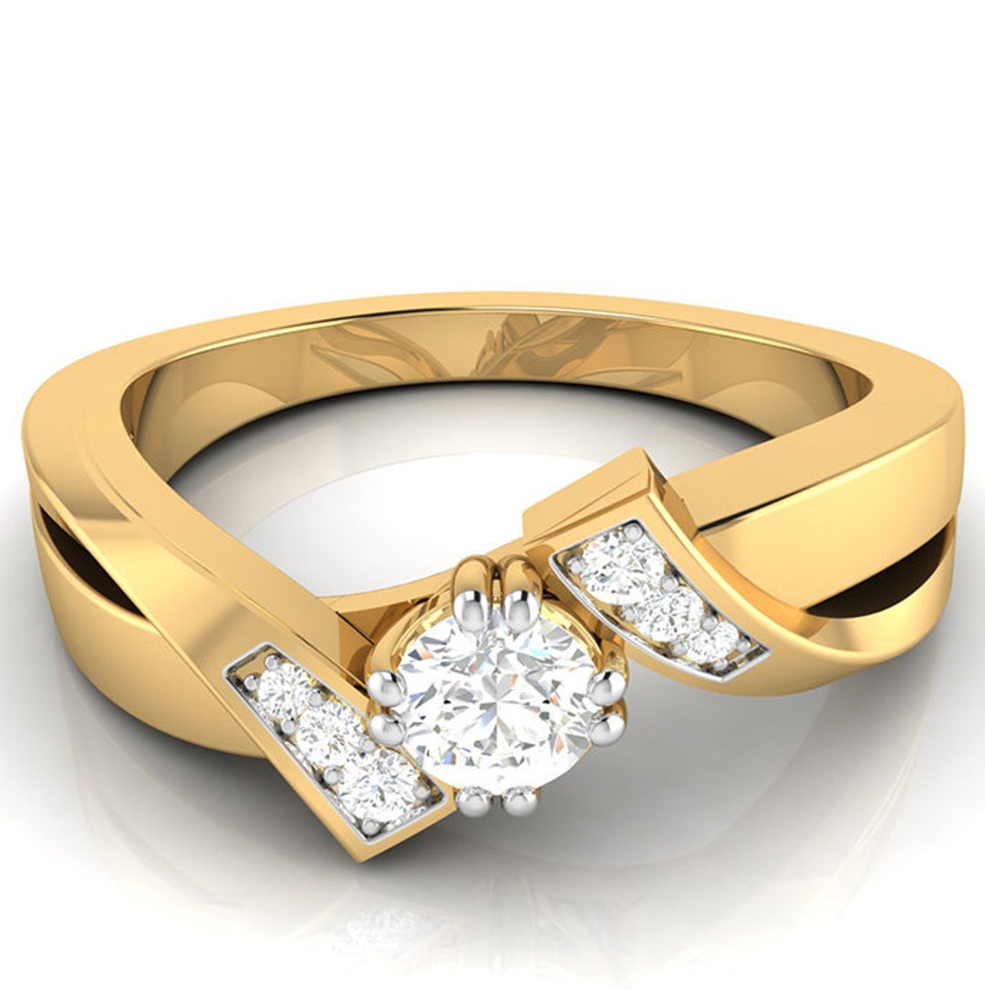 1-carat Solitaire Diamond Designer Yellow Gold Solitaire Ring JL AU G ...