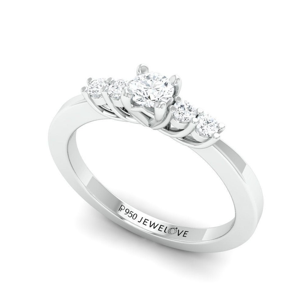 20 Pointer Solitaire Platinum Ring With Diamond Accents for - Etsy