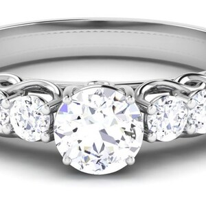 50 Pointer Platinum Diamond Solitaire Ring With Diamond Accents for ...
