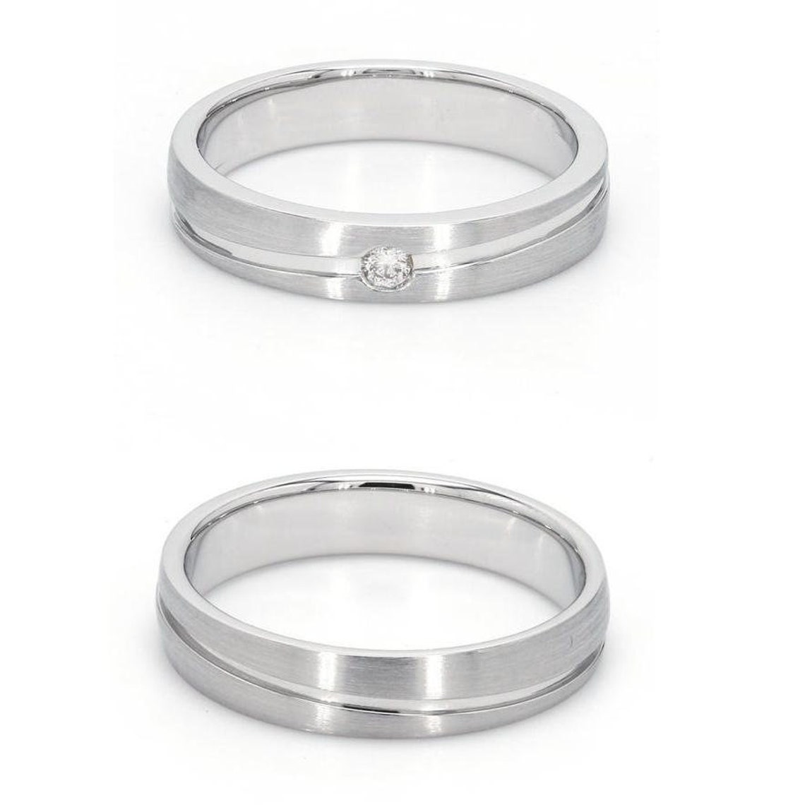 Simple Platinum Couple Rings With Curvilinear Groove JL PT 569 - Etsy