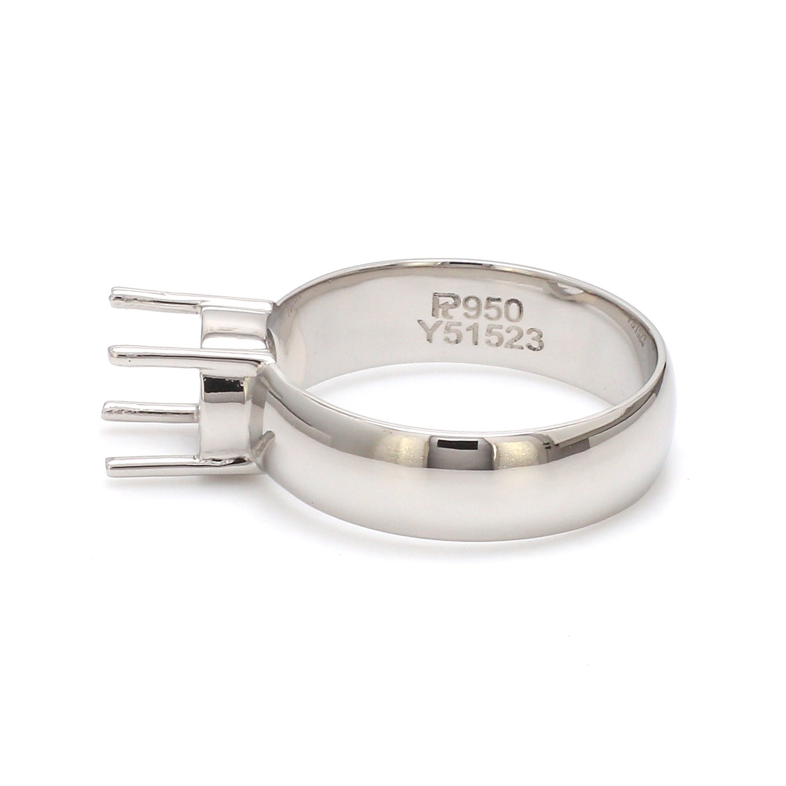 Platinum 4 Prong Mounting Ring for Men JL PT 1220-M - Etsy