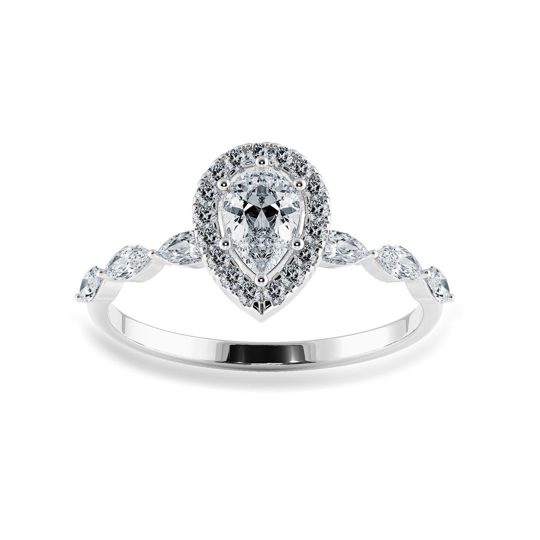 30-pointer Pear Cut Solitaire Halo Diamonds With Marquise Diamonds ...
