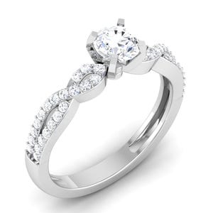 Designer 30 Pointer Platinum Double Shank Diamond Solitaire Engagement ...