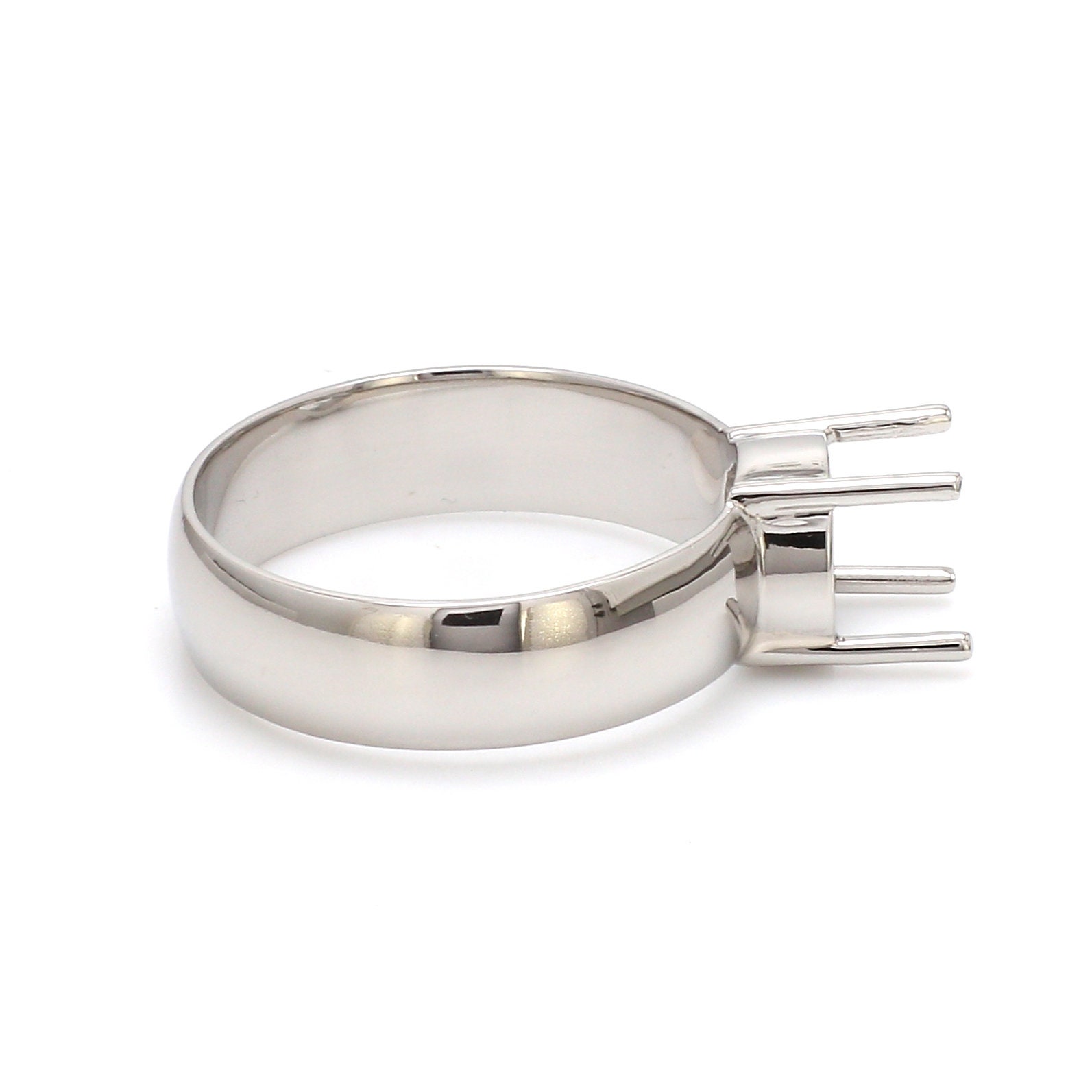 Platinum 4 Prong Mounting Ring for Men JL PT 1220-M - Etsy