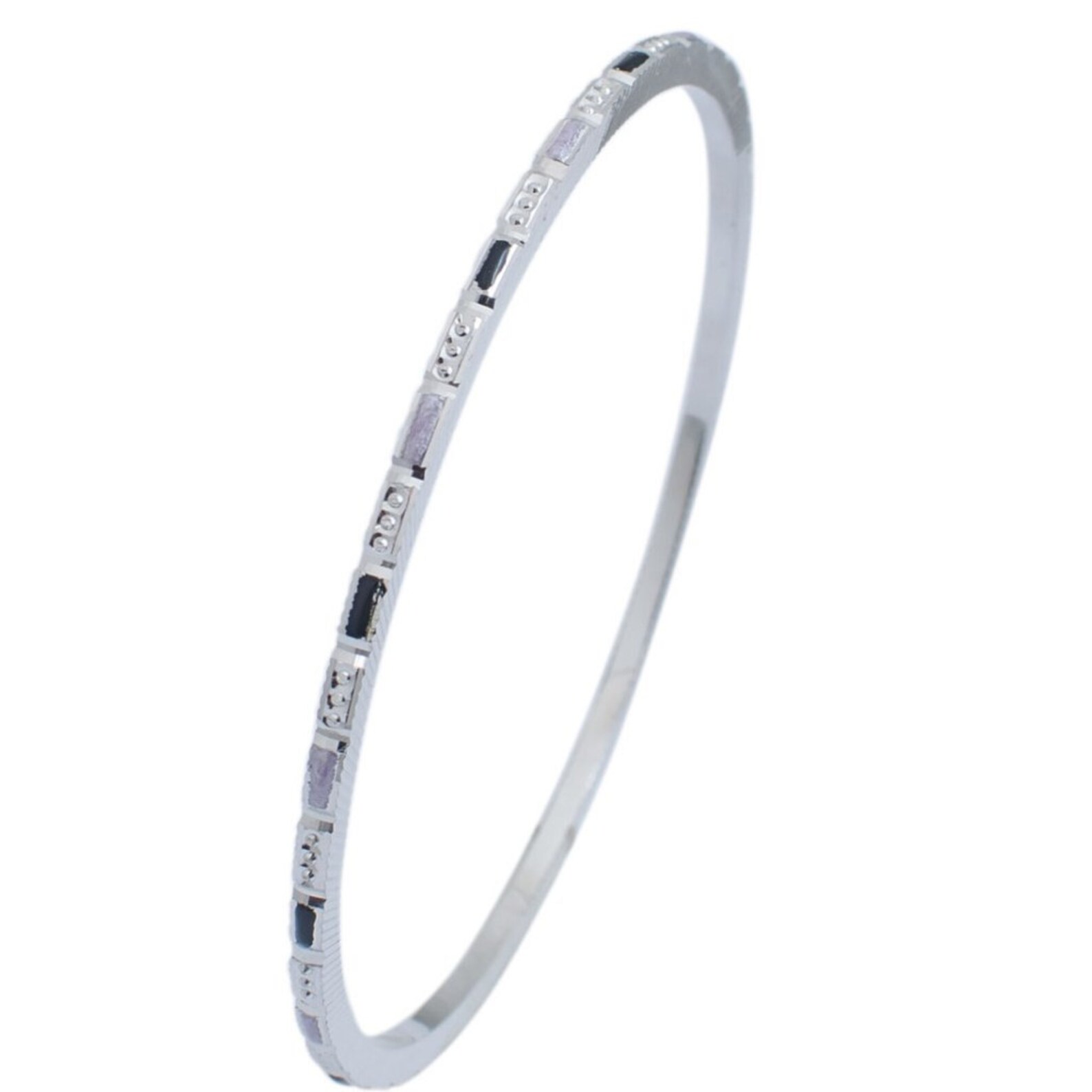 Thin Platinum Bangles With Alternate Enamel & Round Cut Diamond Texture ...