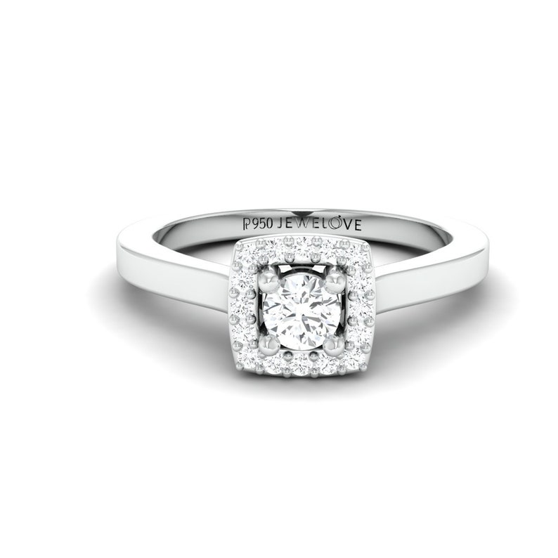 20 Pointer Square Halo Diamond Platinum Engagement Ring JL PT - Etsy