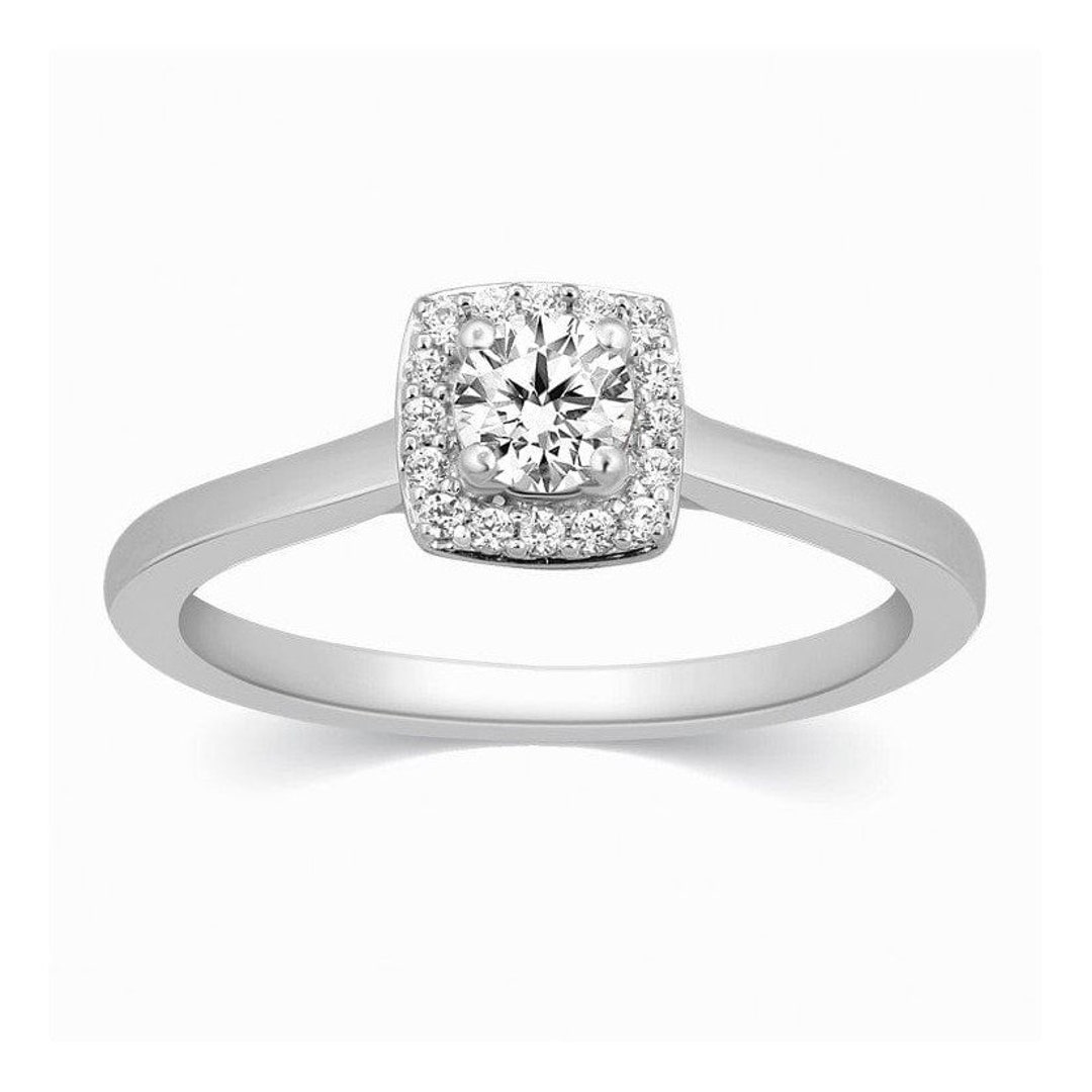 30-pointer Square Halo Diamond Platinum Engagement Ring JL PT 325 ...